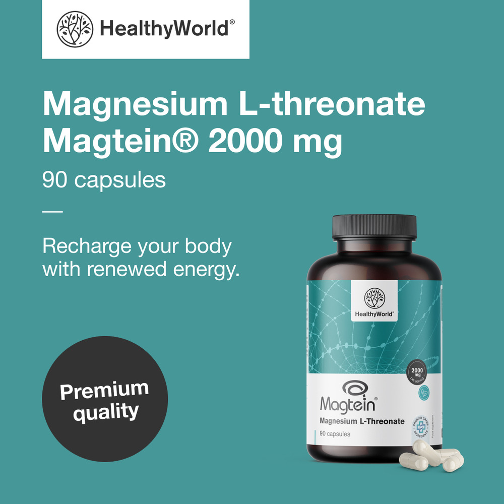 Magnesium L-Threonate Magtein® 2000 mg, 90 capsules - Healthy-World.uk